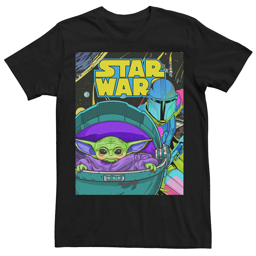 Men's Star Wars The Mandalorioan The Child & Mando Psychedelic Poster Tee