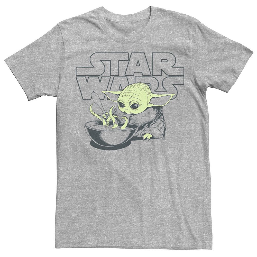 Men's Star Wars The Mandalorioan Floating Dinner Grogu Poster Tee