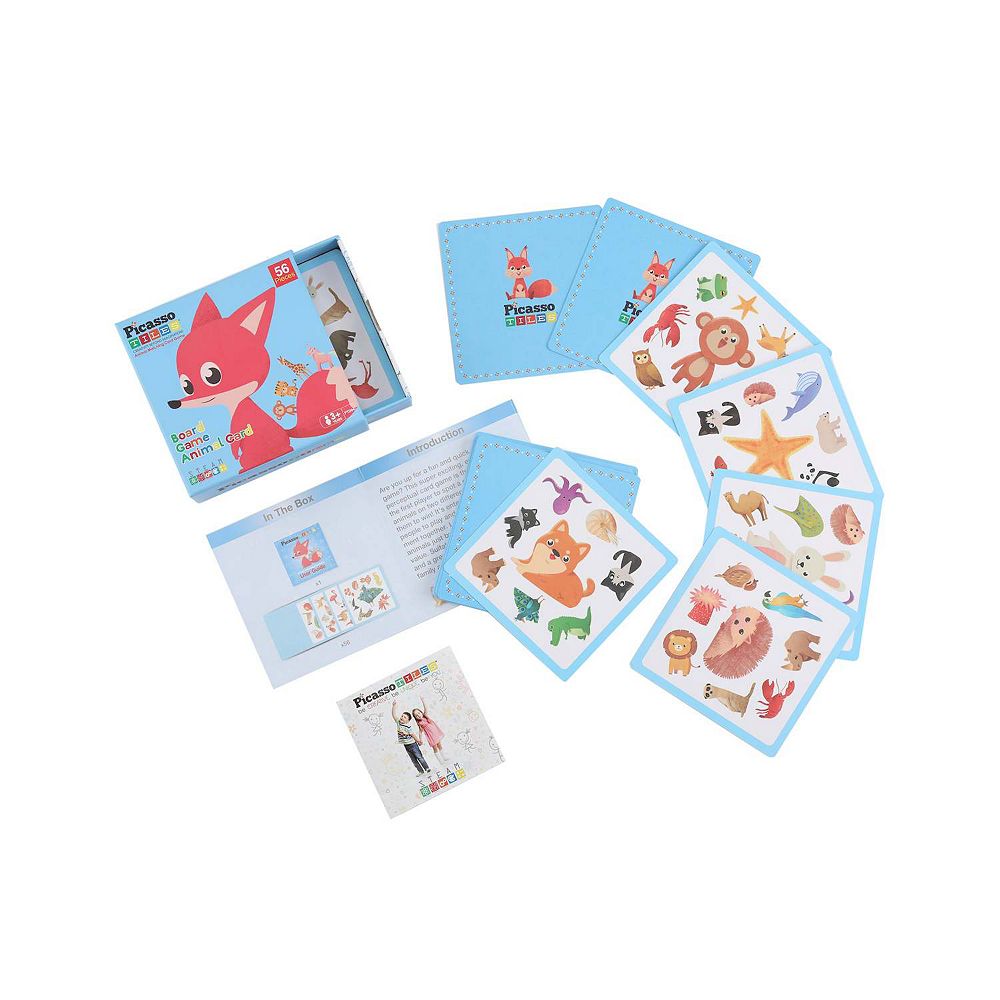PicassoTiles 56-Piece Animal Speed Matching Game Cards for 3 Year Olds ...