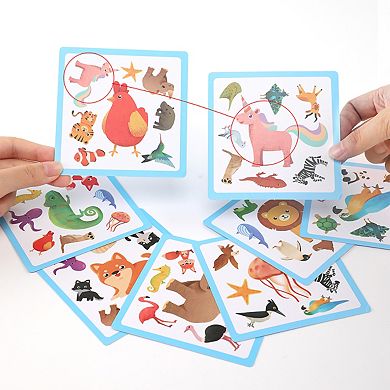 PicassoTiles 56-Piece Animal Speed Matching Game Cards for 3 Year Olds ...