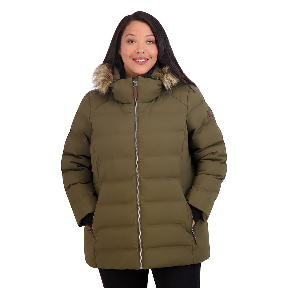 Plus Size ZeroXposur Holly Heavyweight Faux Fur Trim Quilted Puffer Jacket