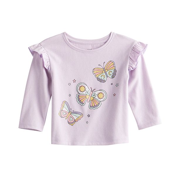 Baby Girl Jumping Beans® Flutter Shoulder Long Sleeve Butterfly Graphic Tee