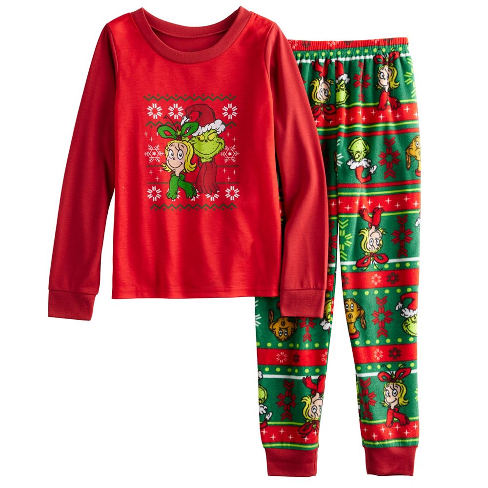 Girls 4-12 Jammies For Your Families® Dr. Seuss' The Grinch Who Stole Christmas Top & Bottoms ...