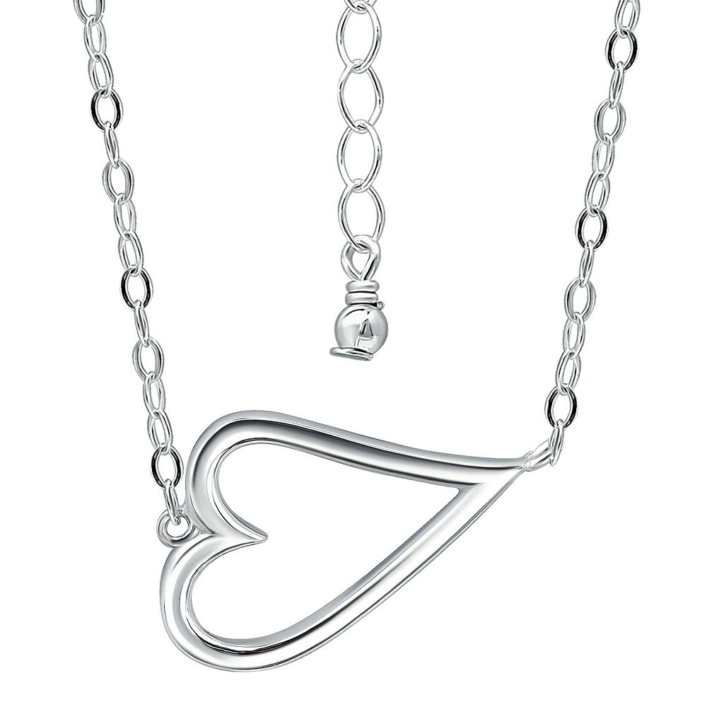 Aleure Precioso 18k Gold Over Silver Sideways Heart Necklace