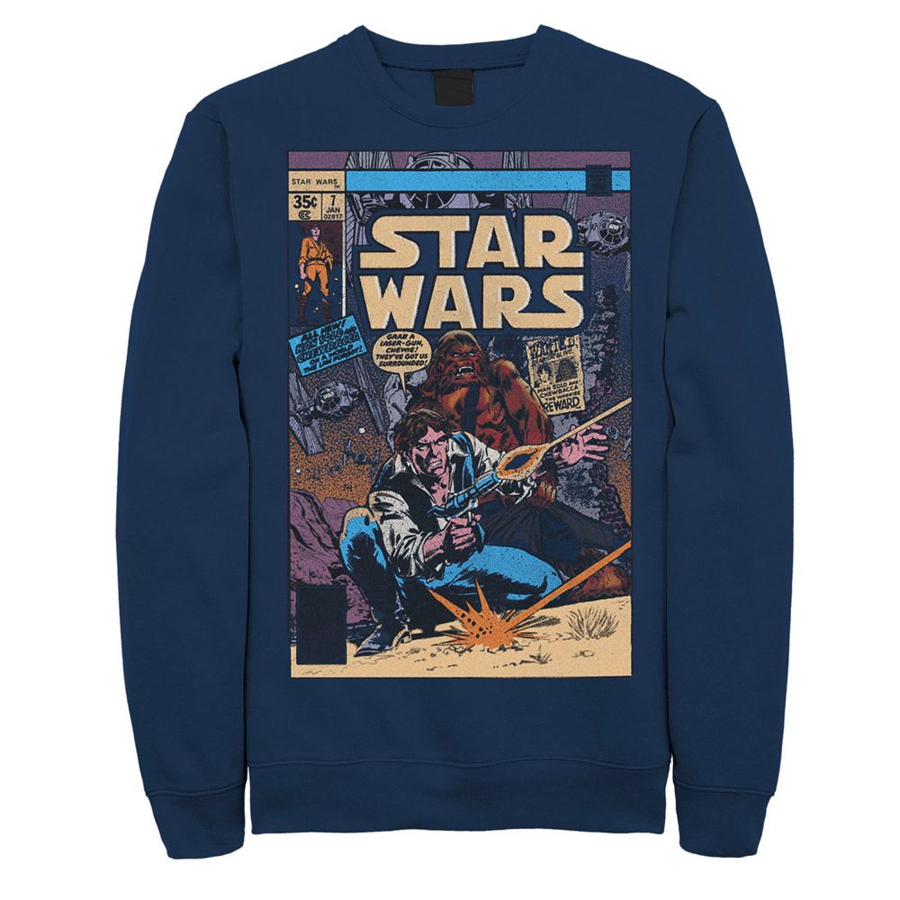 Big & Tall Star Wars Han Solo Retro Vintage Comic Cover Sweatshirt