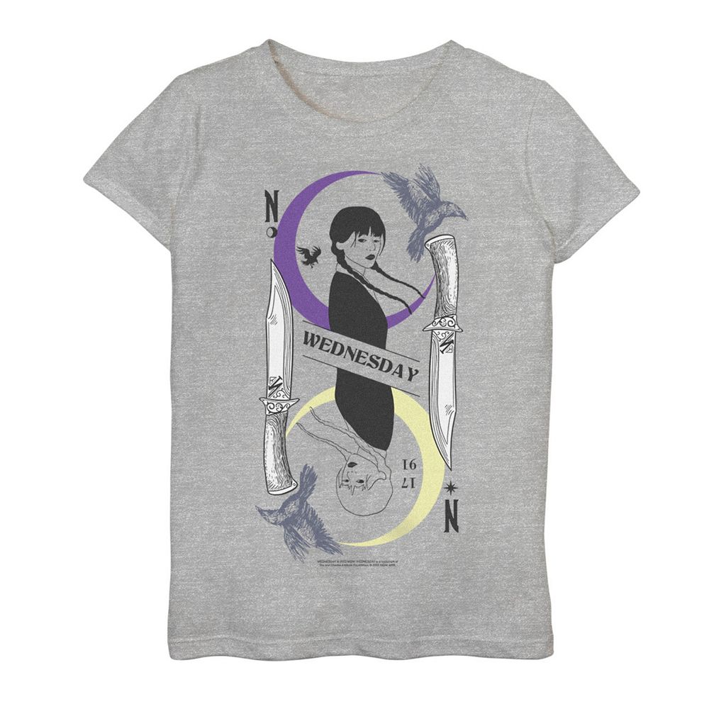 Girls 7-16 Wednesday Adams Card Graphic Tee