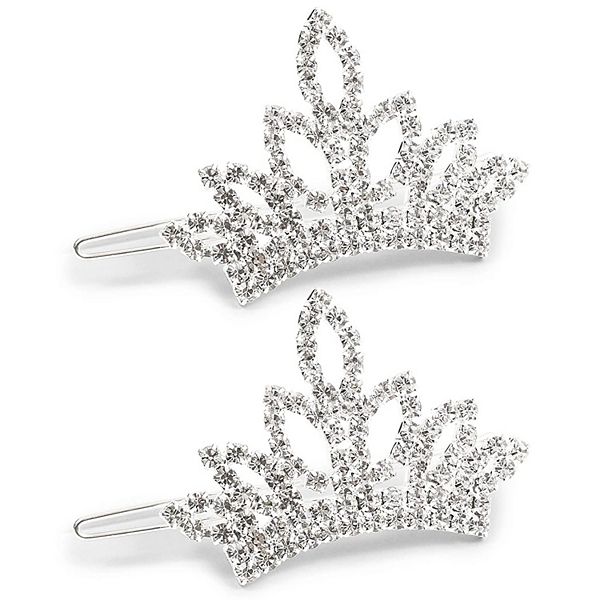 2.5 x 1.4 Inch Dog Crown with White Rhinestone, Small Pet Tiara (2 Pack)