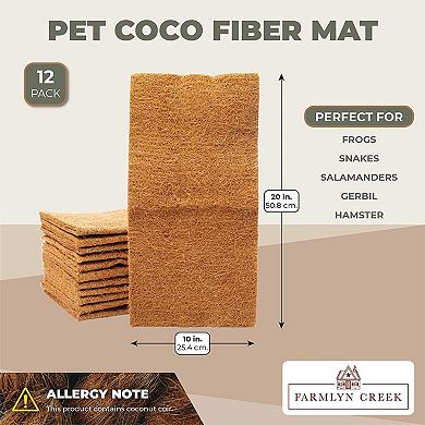 Farmlyn Creek Coco Fiber Substrate Mats for Small Pets, Natural Coir ...
