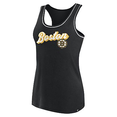 Women's Fanatics Branded Black Boston Bruins Wordmark Logo Racerback ...