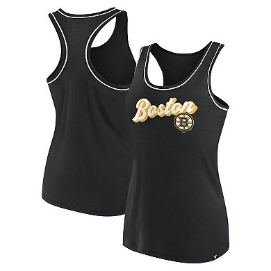 Women's Fanatics Branded Black Boston Bruins Wordmark Logo Racerback ...