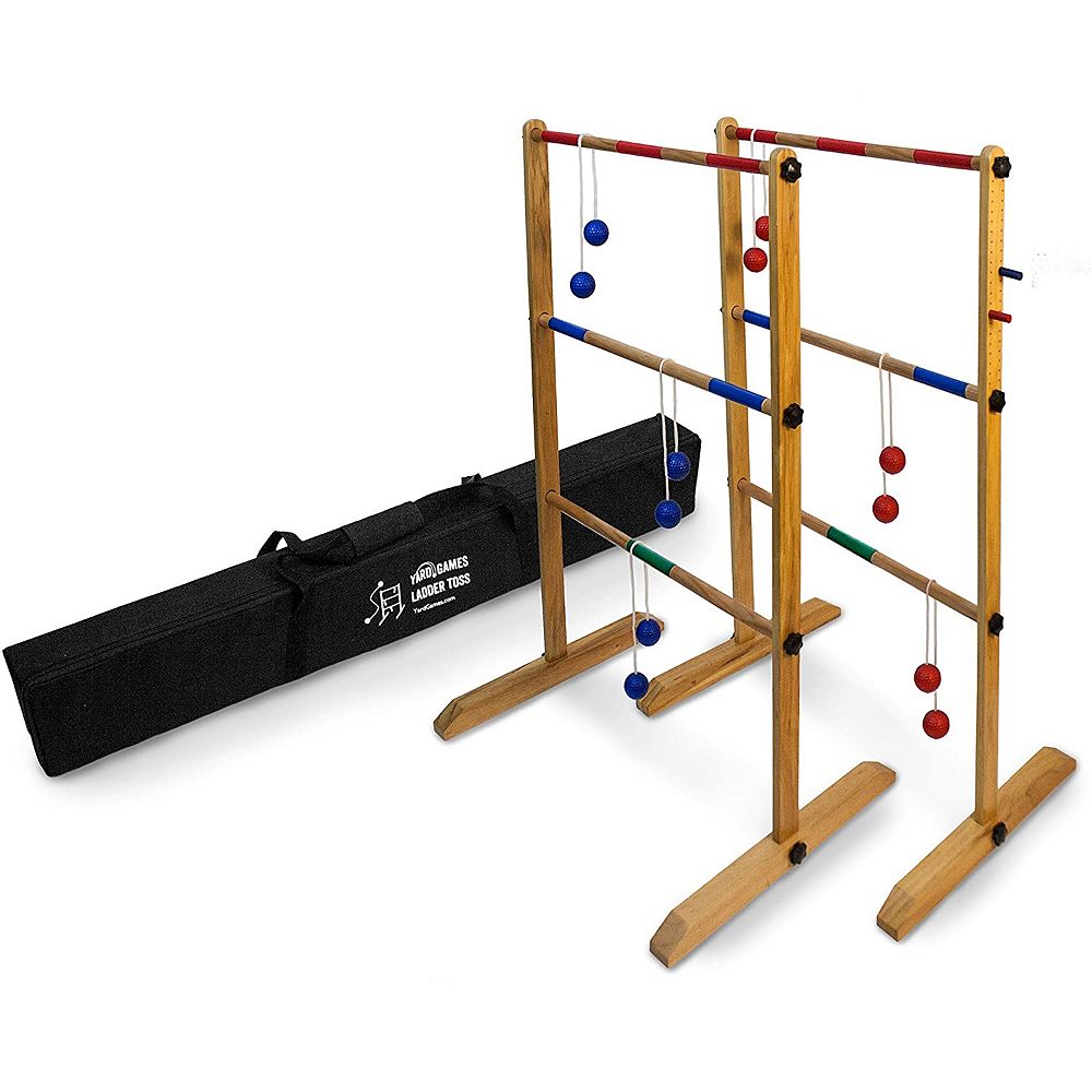 Yard Games Backyard Outdoor Wooden Double Ladder Toss Game Set w/ Case ...