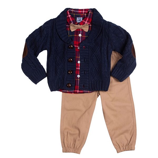 Baby Boy Little Lad Cardigan, Shirt, Pants, & Bowtie Set