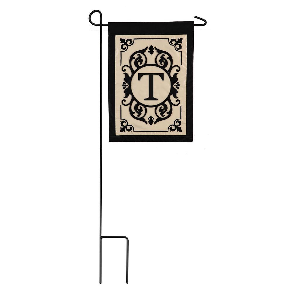 Evergreen Enterprises Cambridge Monogram Letter T Applique Garden Flag
