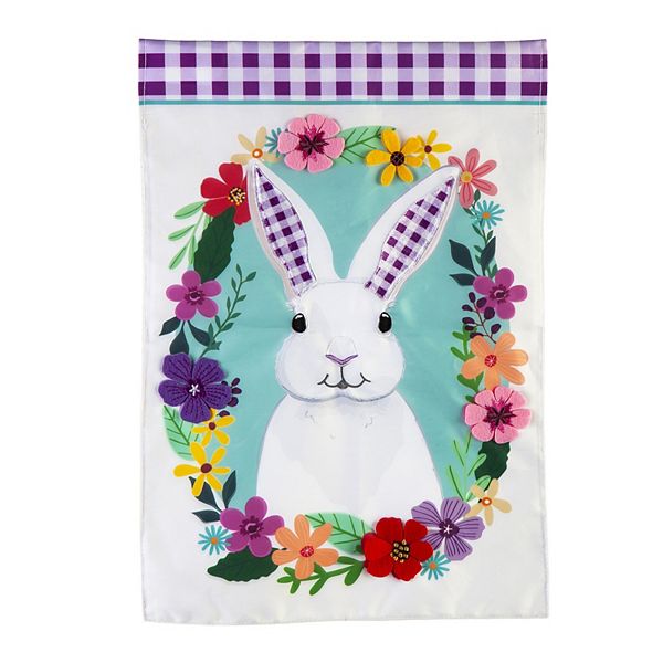 Evergreen Enterprises Gingham Bunny Applique Garden Flag