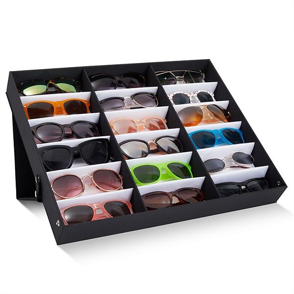 18 Slot Sunglasses Display Case for Women and Men, Eyeglass Storage ...