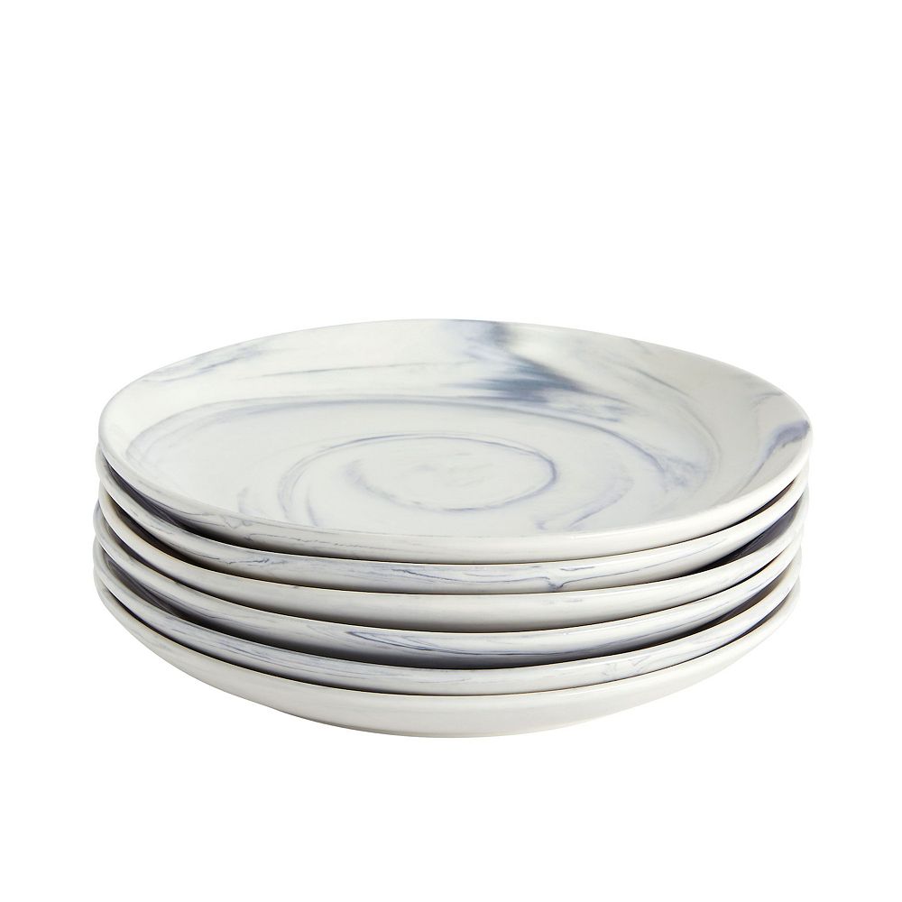 6 Pack Grey Marble Ceramic Plates, 10 Inch, Stackable, Reusable Dinner ...