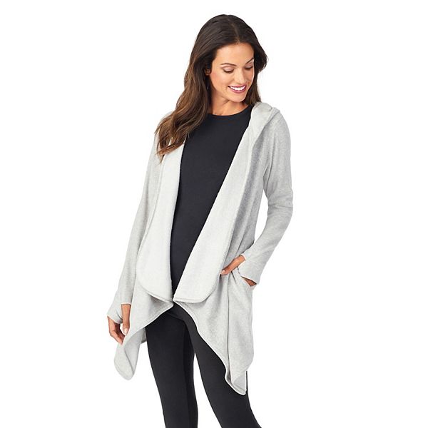 Women's Cuddl Duds Fleecewear with Stretch Long Sleeve Hooded Wrap Up ...