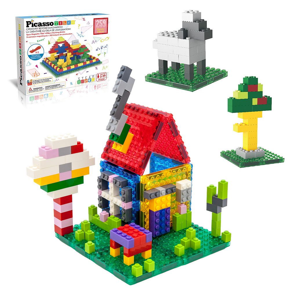 PICASSO-TILES 259 PC Magnetic Tile and Brick Compatible Toy Set ...