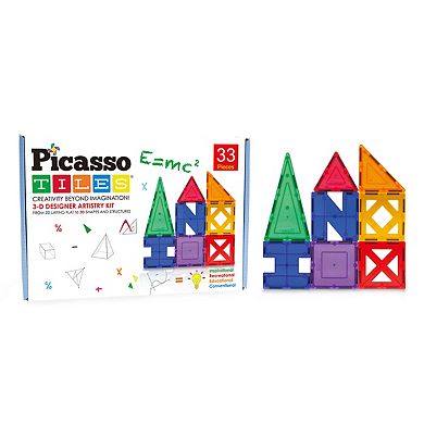 PICASSO-TILES 33 PC Magnetic Tiles, Magnetic Building Blocks for Kids ...