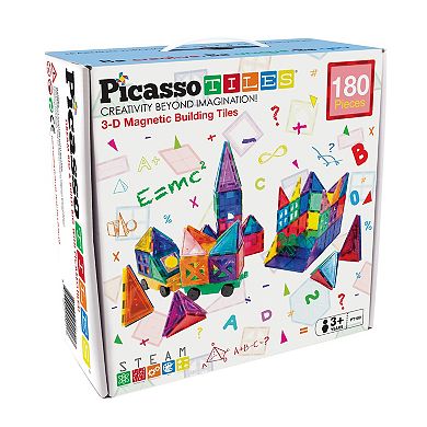 PICASSO-TILES 180 PC Magnetic Tiles, Magnetic Building Blocks for Kids ...