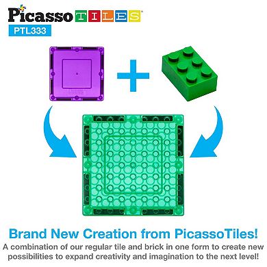 PicassoTiles 333 PC Magnetic Tiles and Brick Compatible, Building Block ...