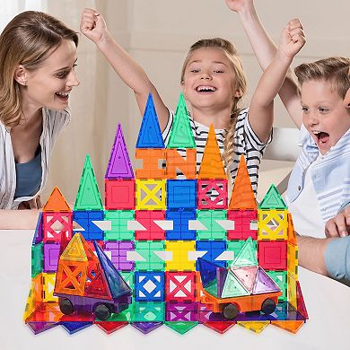 PICASSO-TILES 82 PC Magnetic Tiles, Magnetic Building Blocks for Kids ...