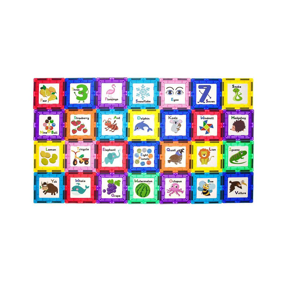 PicassoTiles 56 PC Learning, Educational, Magnetic Tiles Building ...