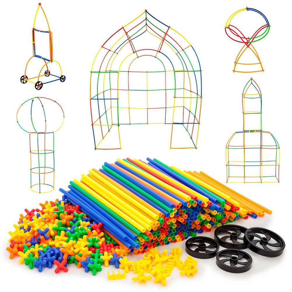 PicassoTiles 600 PC Straw Kit, Construction Building Set, STEM Learning ...