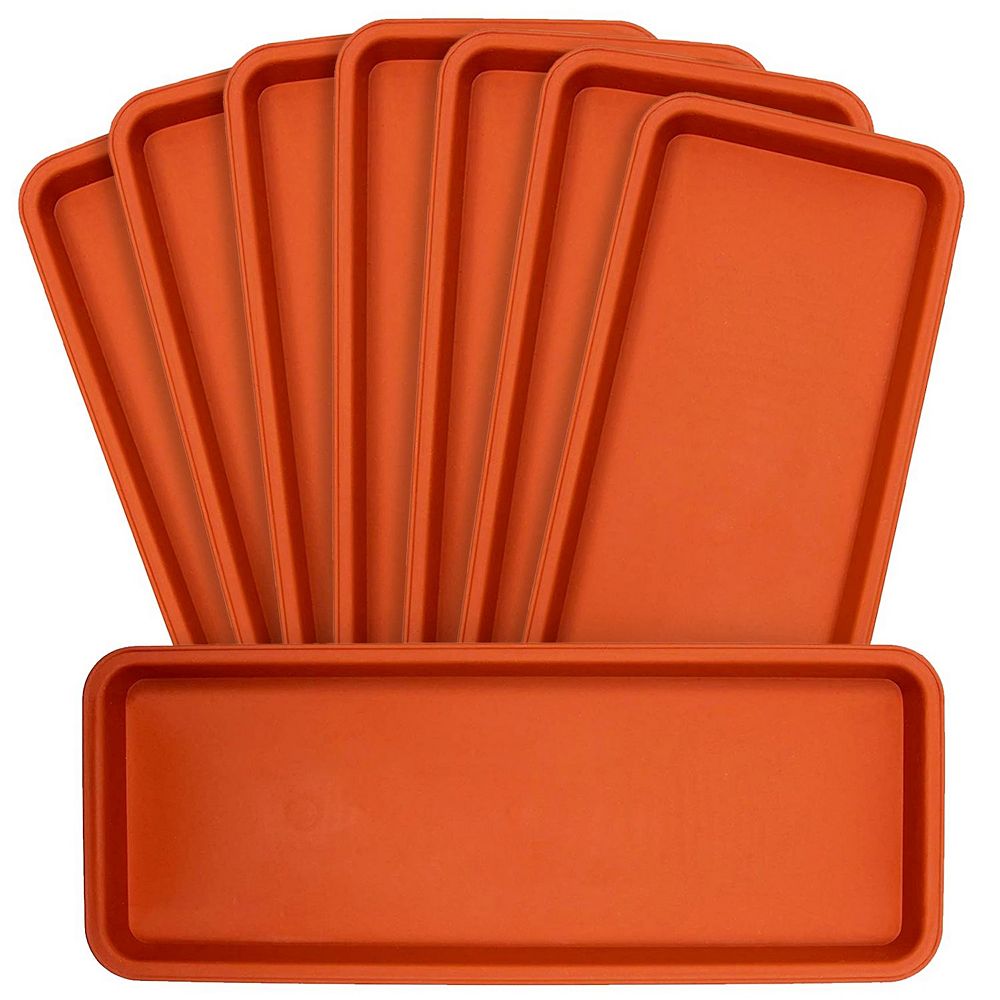 8 Pack Plastic Plant Rectangular Tray for Pot Saucers, Terracotta Color ...