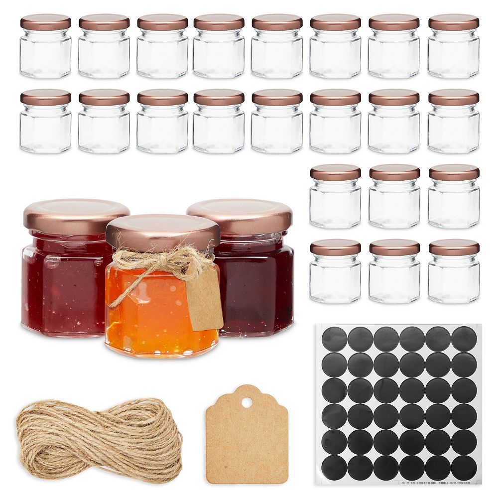 36 Pack 1.5oz Mini Honey Jars with Lids, Hang Tags, Jute String, Labels ...