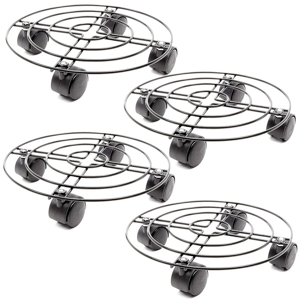 4-Pack Metal Rolling Plant Stand with Wheels for Indoor / Outdoor Pots ...