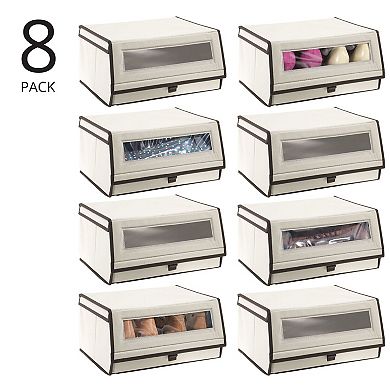 mDesign Large Fabric Closet Shoe Storage Box, 8 Pack, Gray