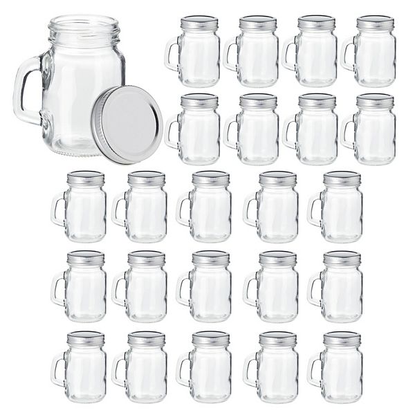 Juvale Clear Glass Mason Jars 4 Oz With Silver Lids 24 Pieces