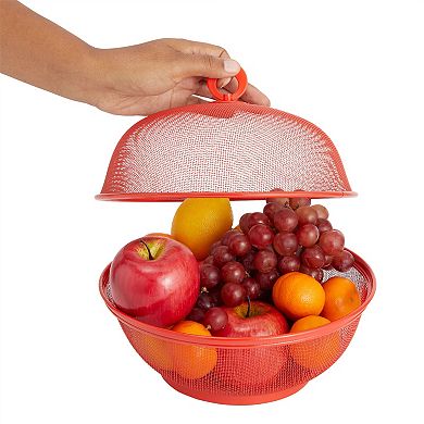 4x Fruit Mesh Wire Basket with Lids for Home Countertop Storage, Vegetables