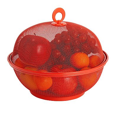4x Fruit Mesh Wire Basket with Lids for Home Countertop Storage, Vegetables