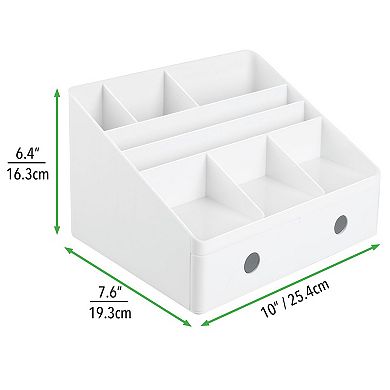 mDesign Large Plastic Divided Home Office Desk Organizer with 2 Drawers ...