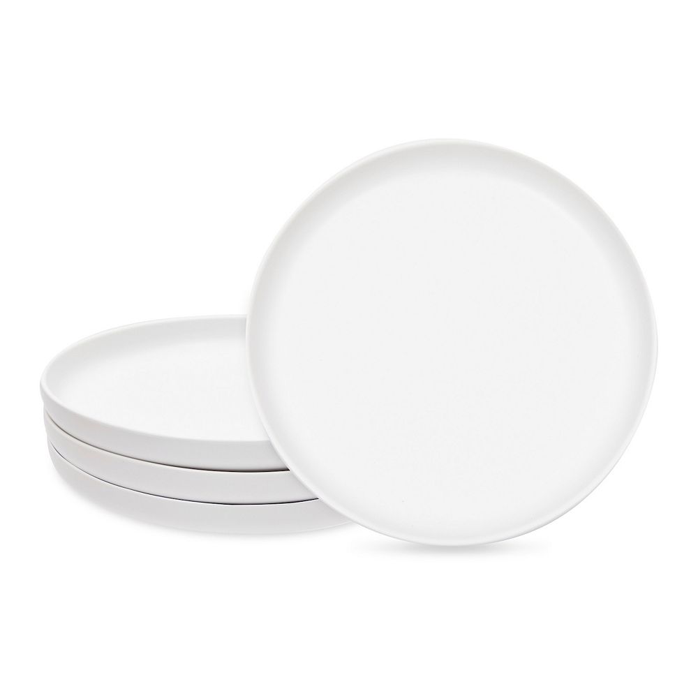 White Ceramic Dinner Plates Set Of 4 Serving Dinnerware Dishes (8 Inches)