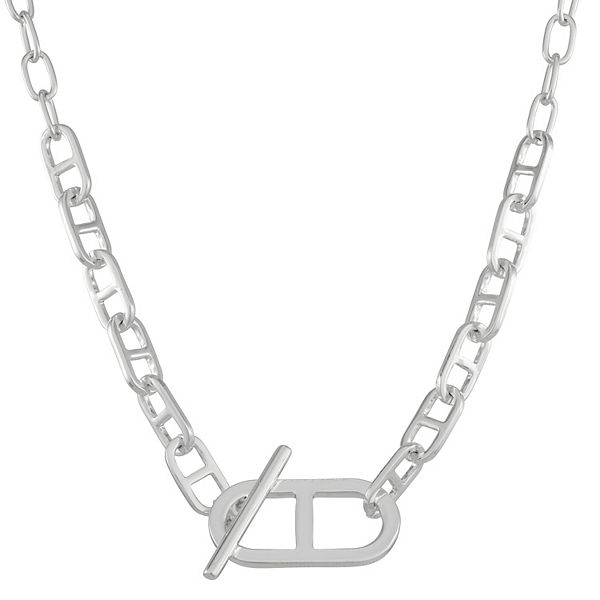 Nine West Silver Tone Faux Toggle Collar Necklace
