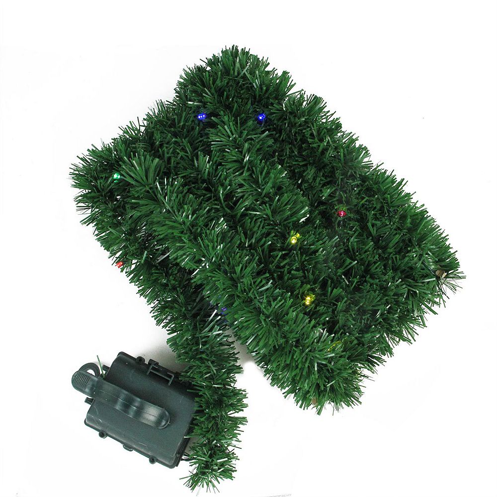 18' B/O Artificial Pine Garland with 35 Multi-Colored Micro Lights ...