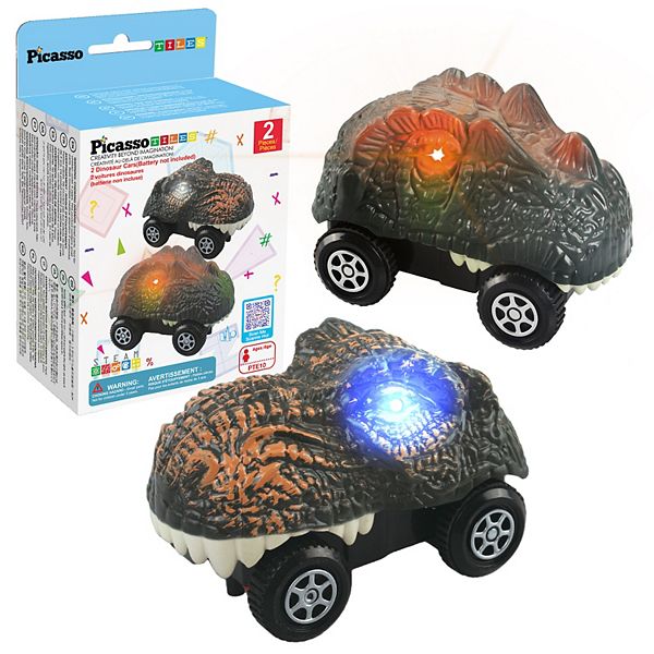 PicassoTiles 2 Dinosaur Toy Race Cars for Toy Race Car Track for Kids 3 ...