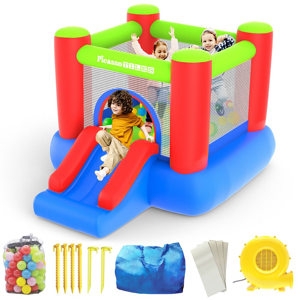 PicassoTiles Inflatable Bounce House Jump & Slide with Pit Balls for ...