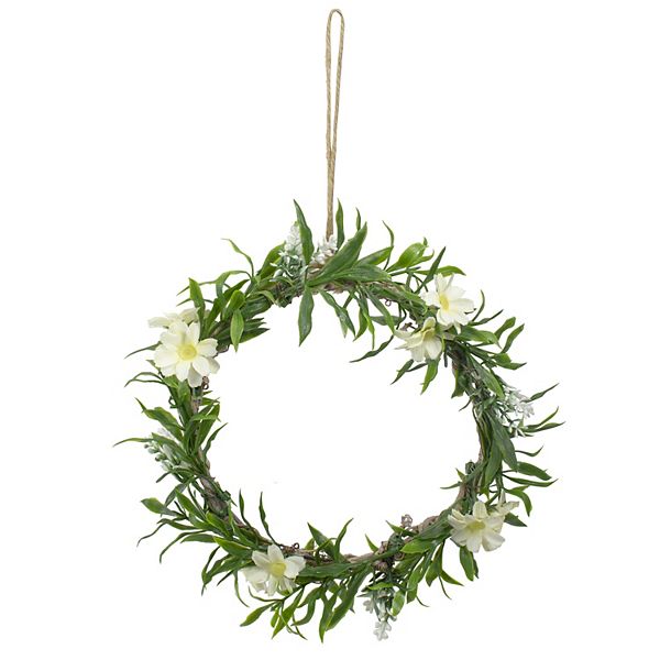 Mini Floral and Foliage Spring Wreath Yellow 9"
