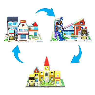 PicassoTiles 150 PC School, Hospital, Police Station Theme Set ...