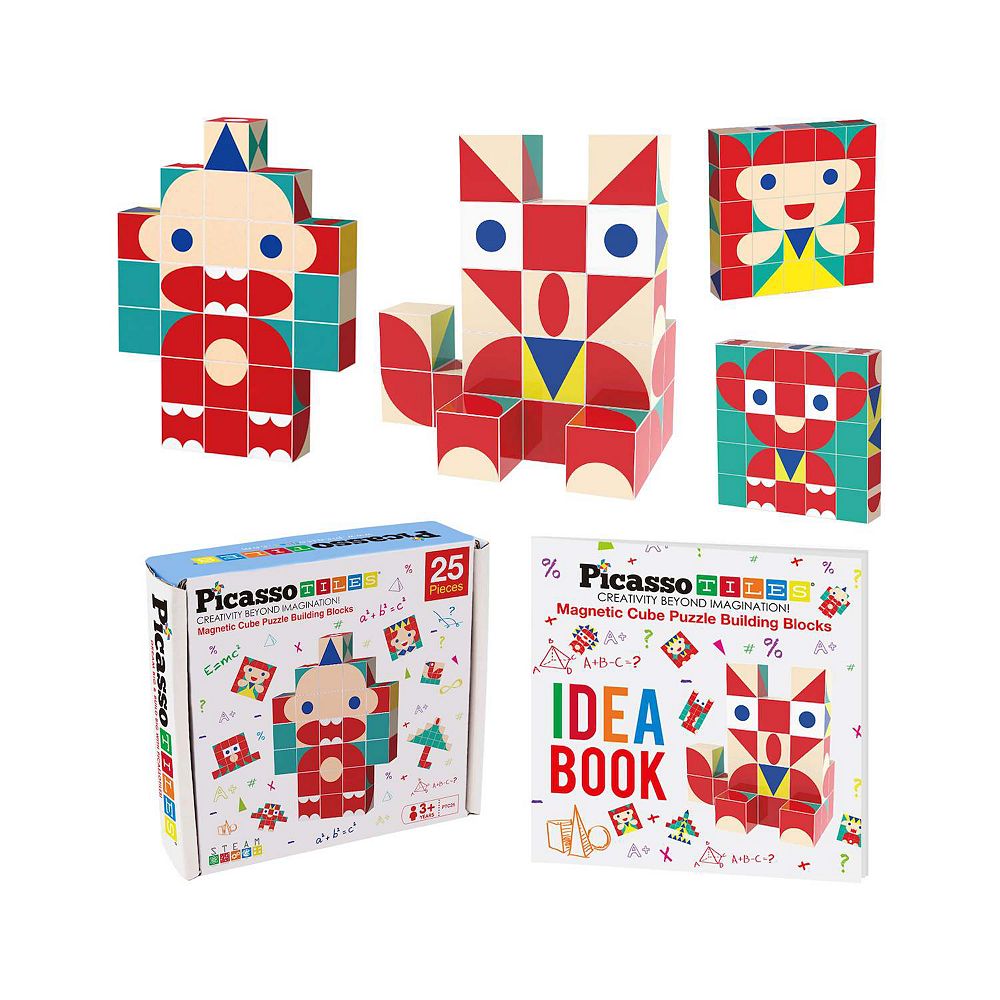 PicassoTiles 25 PC Magnetic Cubes, Magnetic Building Blocks for Kids ...