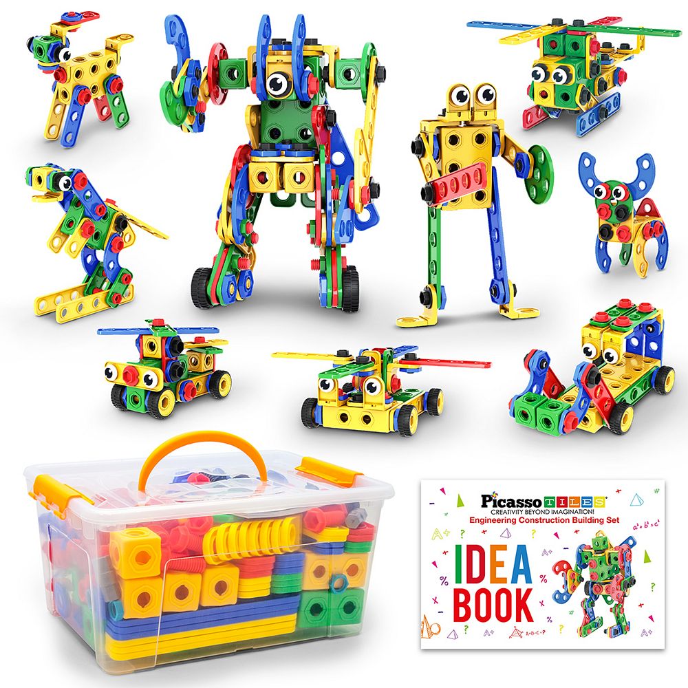 PicassoTiles 201 Piece Construction Building Engineering Set, STEM Toy ...