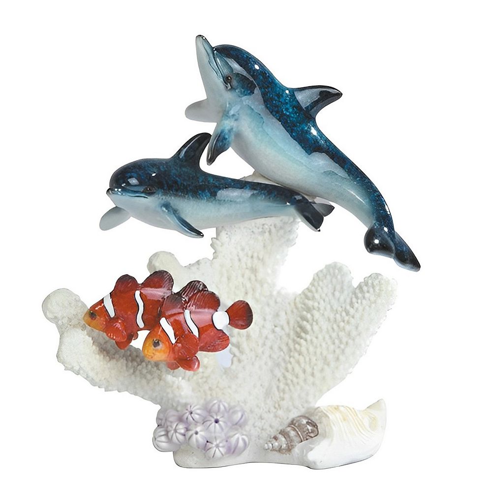 FC Design 8"H Blue Dolphin and Red Clownfish on Coral Statue Marine ...