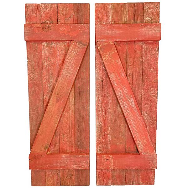 Rustic Farmhouse 36 in. x 12 in. Reclaimed Wood Decorative Shutters ...
