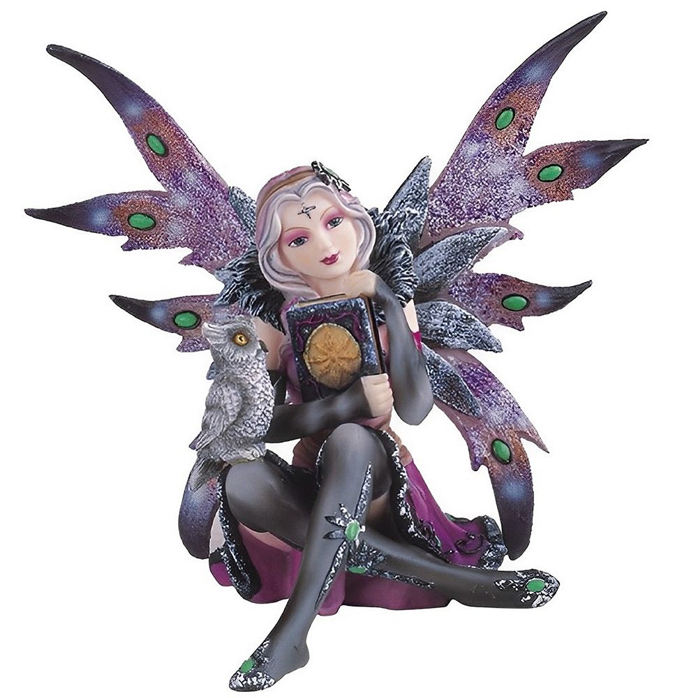 FC Design 6"W Purple Fairy Reading with an Owl Statue Fantasy ...