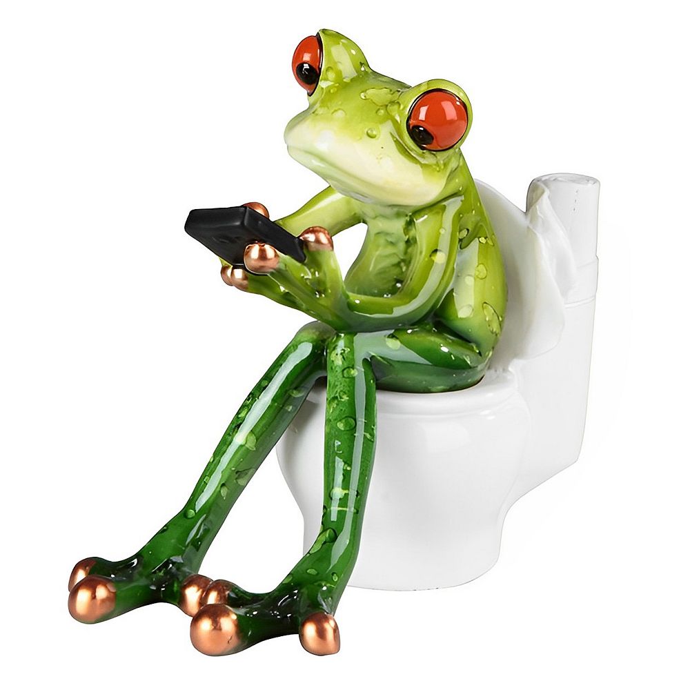 FC Design 5.25"H Tree Frog Sitting on Toilet Holding Phone Statue Funny ...