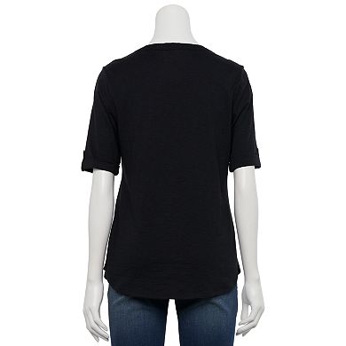 Women's Croft & Barrow® Roll-Tab Utility Henley Top